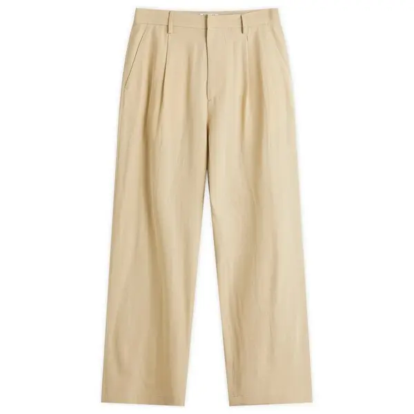 パンツ AURALEE LIGHT COTTON WOOL VIYELLA SLACKS LIGHT COTTON WOOL VIYELLA SLACKS IN LIGHT KHAKI — Shop Boswell